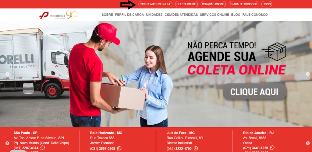 Rastreamento de cargas: passo a passo no site da Picorelli